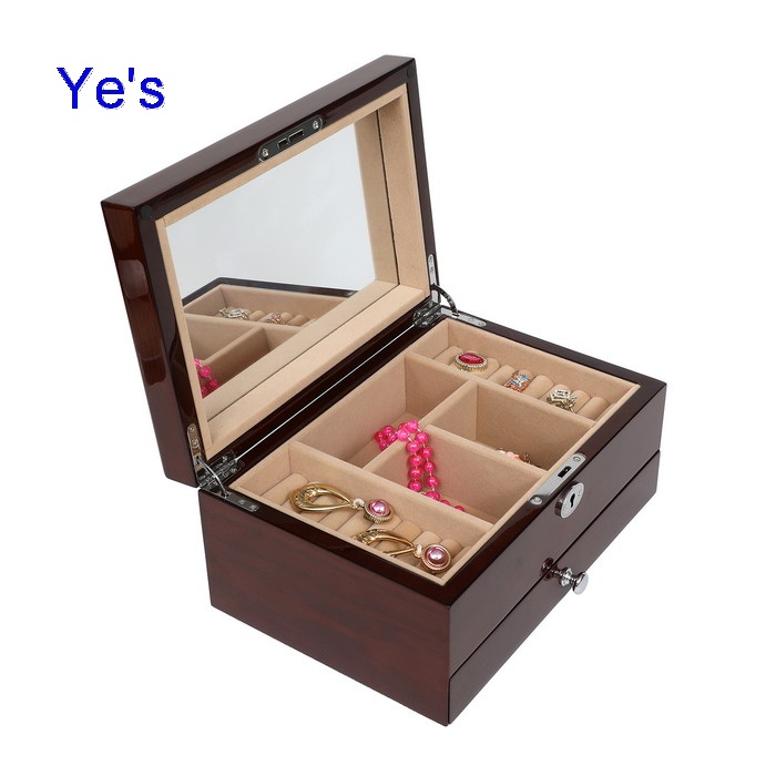ashtree brown high gloss finish wooden jewelry gift box
